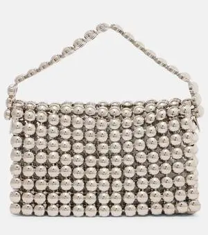 AQUAZZURA Cosmic Small Beaded Shoulder Bag - Silver
