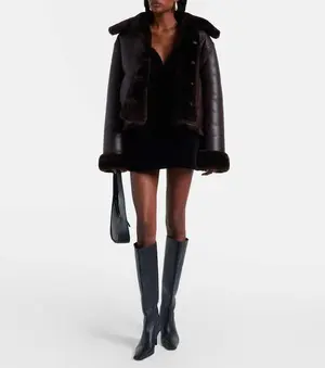 David Koma Reversible Shearling And Leather Jacket
