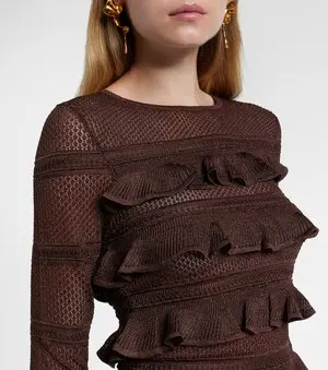 Zimmermann Hypnotic Ruffled Top - Brown