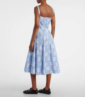 Marni Floral Cotton Midi Dress - Blue