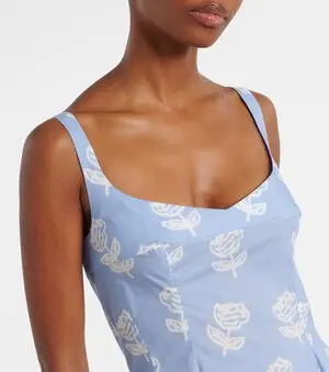 Marni Floral Cotton Midi Dress - Blue
