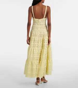 Elie Saab Macramé Midi Dress - Yellow