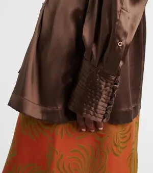 Dries Van Noten Draped Silk-blend Shirt - Brown