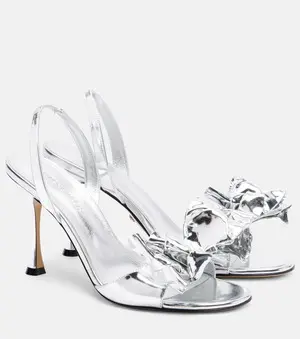 Mach & Mach Le Cadeau 95 Mirrored Leather Sandals - Silver