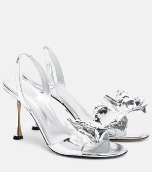 Mach & Mach Le Cadeau 95 Mirrored Leather Sandals - Silver