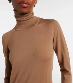 Max Mara Saluto Virgin Wool Turtleneck Sweater - Beige