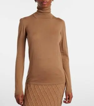 Max Mara Saluto Virgin Wool Turtleneck Sweater - Beige