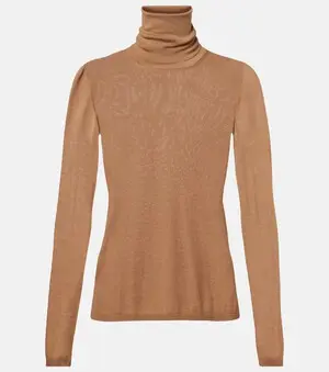 Max Mara Saluto Virgin Wool Turtleneck Sweater - Beige