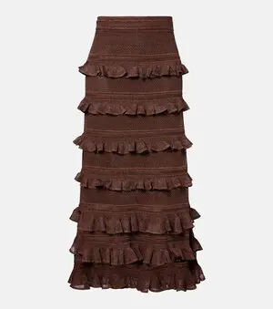 Zimmermann Hypnotic Ruffled Maxi Skirt - Brown