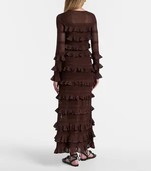 Zimmermann Hypnotic Ruffled Maxi Skirt - Brown