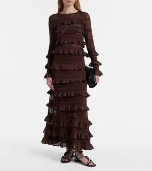 Zimmermann Hypnotic Ruffled Maxi Skirt - Brown