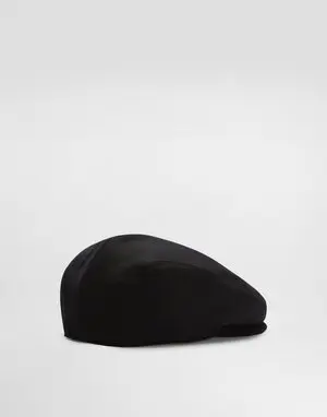 Dolce & Gabbana Flat Cap In Wool Canvas - Black