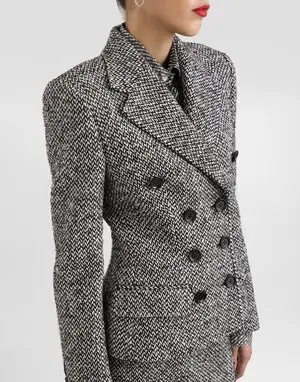 Dolce & Gabbana Dotted Print Double-breasted Wool Blend Jacket - Multicolor