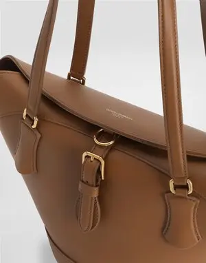 Dolce & Gabbana Capri Coffer Bag In Calfskin - Brown