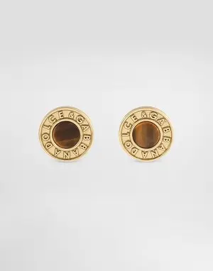 Dolce & Gabbana Dg Logo And Stone Pin Earrings - Gold