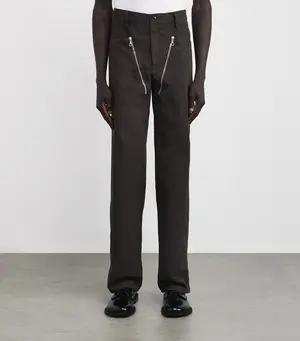 Dries Van Noten Cotton Trousers With Zip Detail