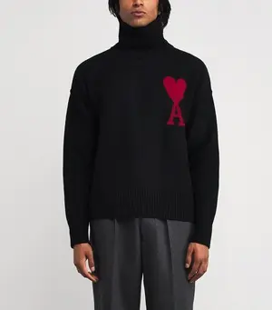AMI Paris Virgin Wool De Coeur Rollneck Sweater