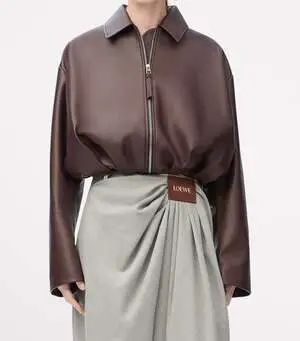 Loewe Lambskin Draped Jacket - Brown