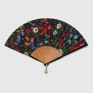 Gucci Large Flora Print Fan - Black