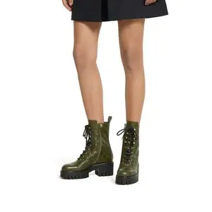 Gucci Gg Leather Lace-Up Ankle Boots - Green | Editorialist display picture 3