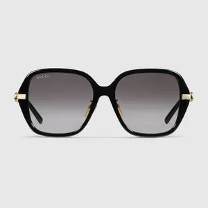 Gucci Sunglasses With Horsebit Detail - Black