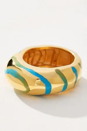 Joanna Laura Constantine Enamel Wave Ring - Gold/blue/green