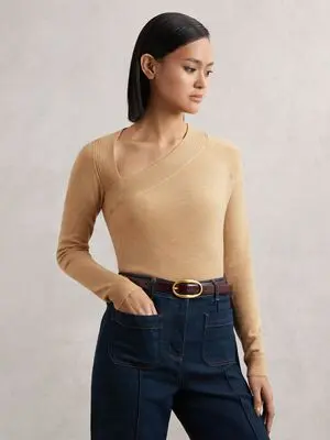 Asymmetric Neckline Knitted Tops for Women
