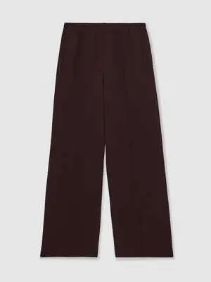 REISS Wide-leg Trousers With Elasticated Waist - Burgundy