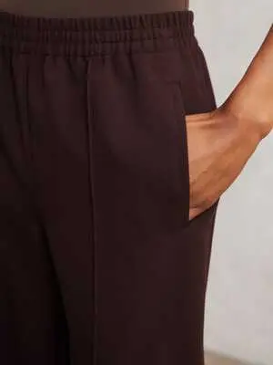REISS Wide-leg Trousers With Elasticated Waist - Burgundy