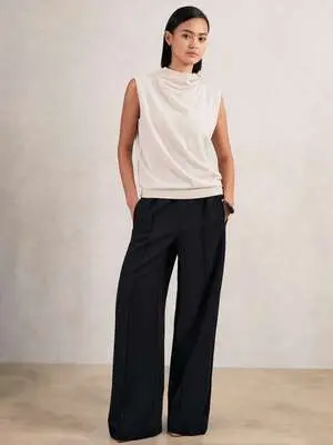 elastic waist wide leg pants