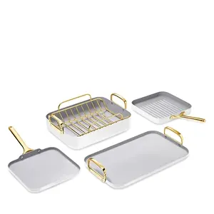 CARAWAY Iconics 5 Piece Squareware Cookware Set - White/gold