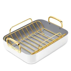 CARAWAY Iconics Square Roasting Pan With Rack - White/gold
