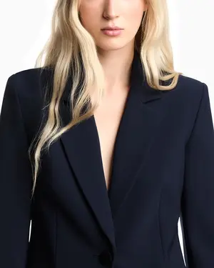 Emporio Armani Satin Trim Notched Lapel Blazer