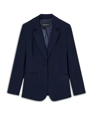 Emporio Armani Satin Trim Notched Lapel Blazer