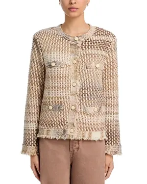 Veronica Beard Sariyah Knit Jacket - Desert Khaki Multi