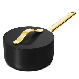 CARAWAY Iconics Nonstick Ceramic Saucepan With Lid - Black/gold