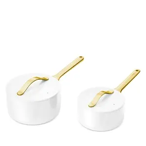 CARAWAY Iconics Nonstick Ceramic 1.75 Quart Saucepan - White/gold