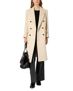 Gerard Darel Moira Double Breasted Coat - Natural