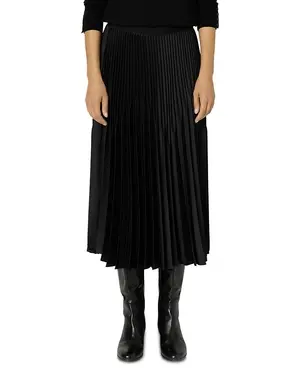 Gerard Darel Bahira Pleated Midi Skirt - Black