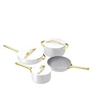 CARAWAY Iconics Ceramic Nonstick Cookware Set - White/gold