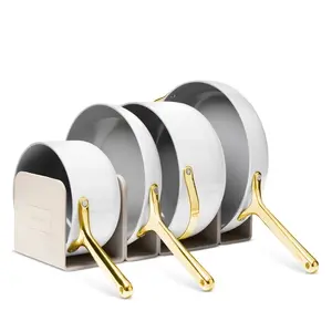 CARAWAY Iconics Ceramic Nonstick Cookware Set - White/gold