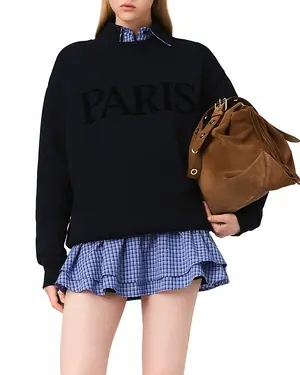 Maje Paris Logo Embossed Sweatshirt - Navy