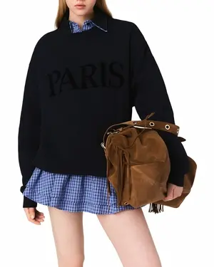 Maje Paris Logo Embossed Sweatshirt - Navy