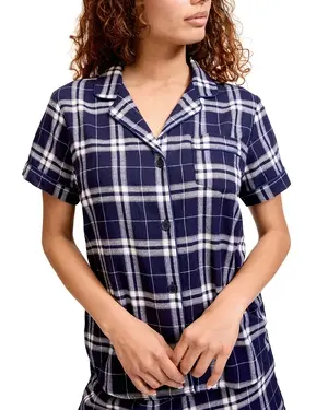 PETITE PLUME Oxford Tartan Pajama Set - Navy