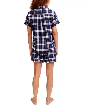 PETITE PLUME Oxford Tartan Pajama Set - Navy
