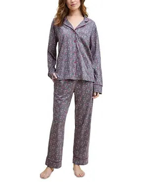 PETITE PLUME Piped Pajama Set - Red