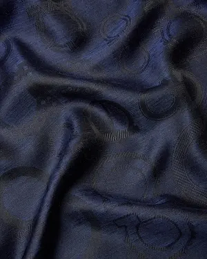 FERRAGAMO Fibbie Gancini Silk & Cashmere Stole - Navy