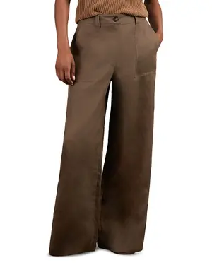 REISS Ashby Wide Leg Linen Pants
