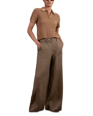 REISS Ashby Wide Leg Linen Pants