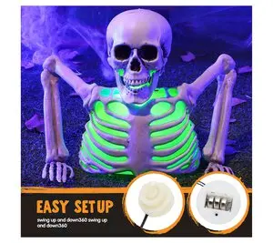 JOYFY Lighted Skeleton Tabletop Halloween Groun Dbreaker